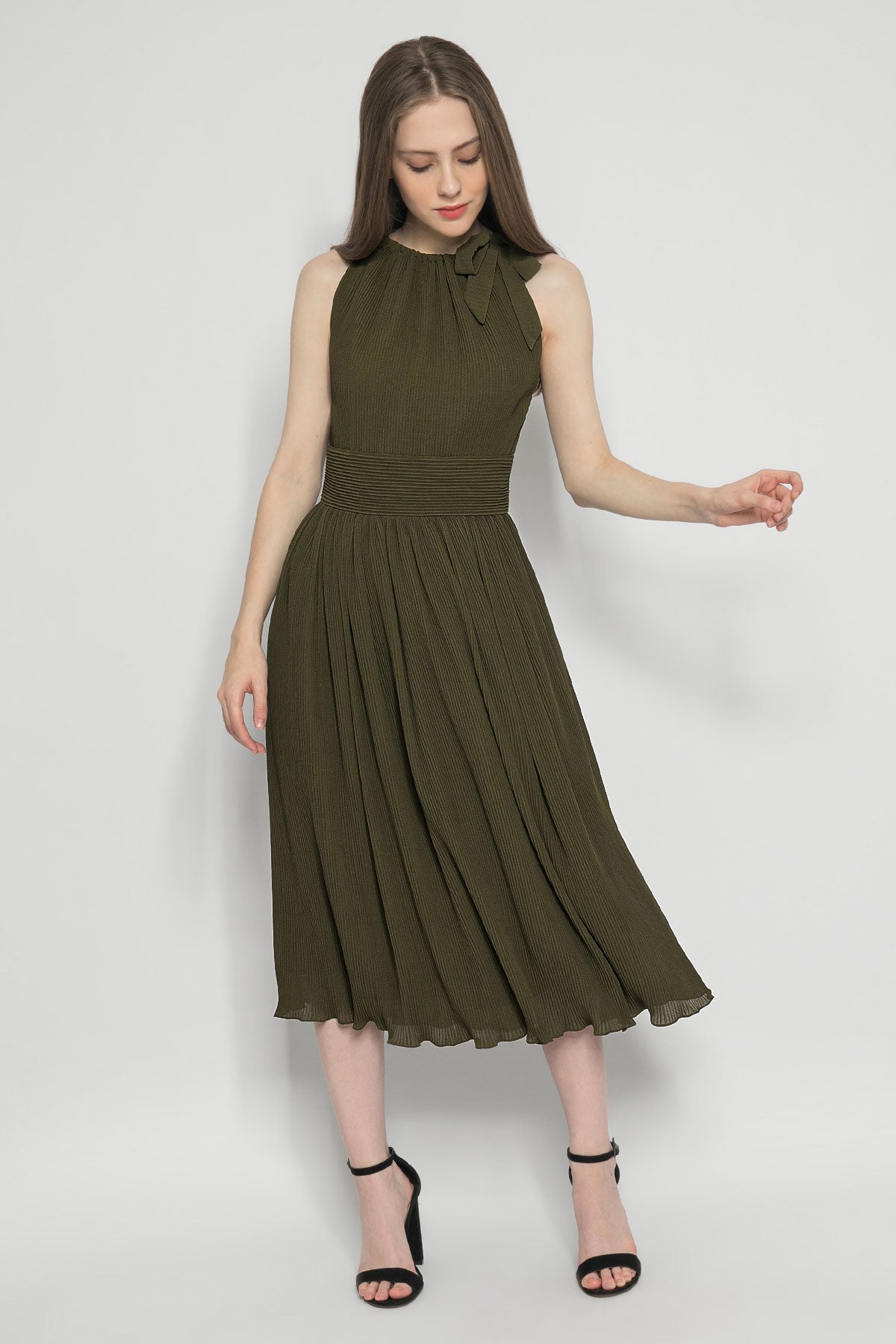 FARRAH PLEATED MIDI DRESS – Andriany