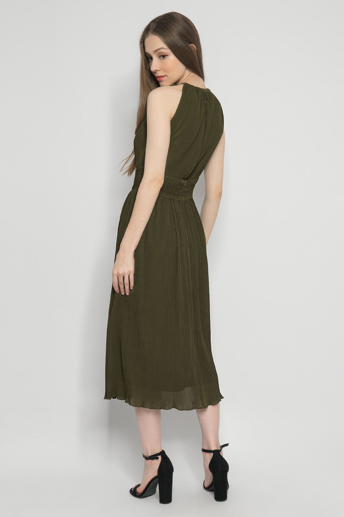 FARRAH PLEATED MIDI DRESS – Andriany